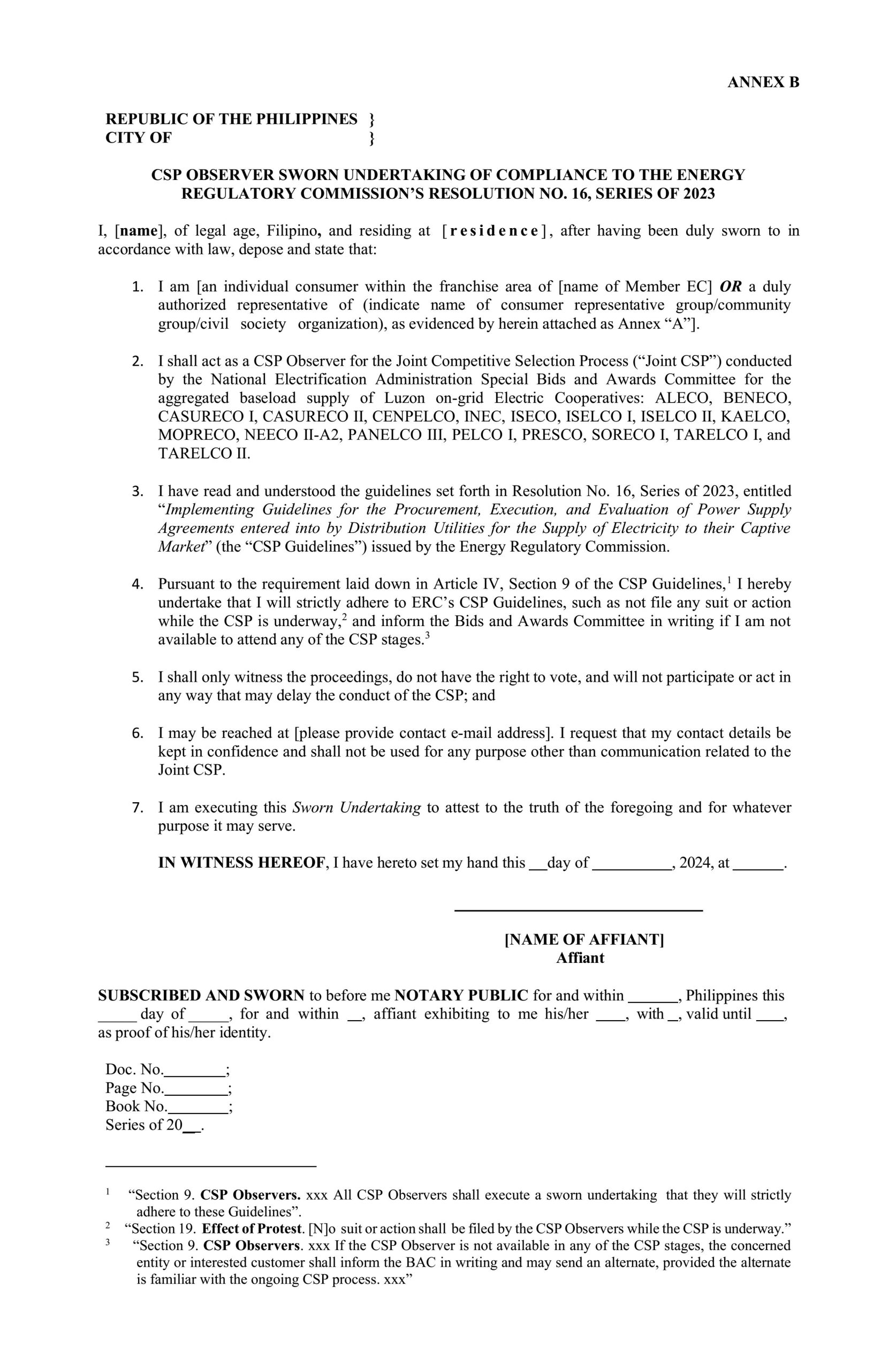 CSP-BID – CASURECO I